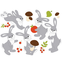 Set of cute cartoon rabbits Royalty Free Vector Image