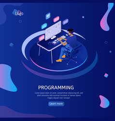 Programmer isometric character programming Vector Image