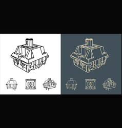 Switch mechanical keyboard wireframe blueprint Vector Image