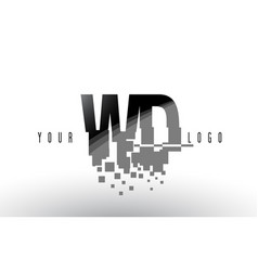 Wd w d grunge letter logo with purple vibrant Vector Image