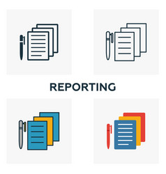 Reporting icon set four elements in different Vector Image