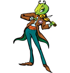 Cartoon of grasshopper playing violin Royalty Free Vector