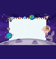 Border template with astronaut in space Royalty Free Vector