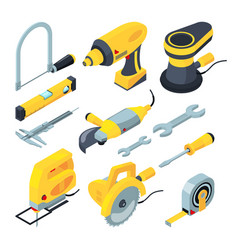 Isometric tools for construction 3d Royalty Free Vector