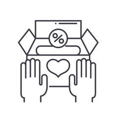 Offering icon linear isolated thin Royalty Free Vector Image