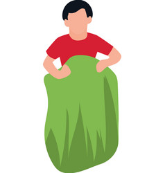 Boy jumping in sack Royalty Free Vector Image - VectorStock