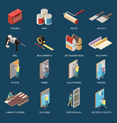 Flat isometric icons set 7 Royalty Free Vector Image