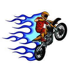 Motorcycle with fire and flames Royalty Free Vector Image
