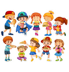 Group young children cartoon character on Vector Image