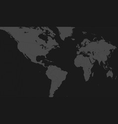 Greyscale world map on black background Royalty Free Vector