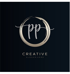 Pp initial handwriting logo template Royalty Free Vector