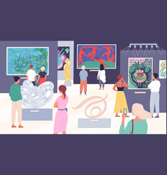 People inside a museum Royalty Free Vector Image