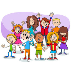 Children and teens cartoon characters group Vector Image