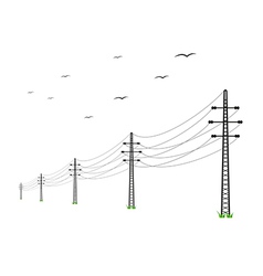 Pole with high voltage power lines Royalty Free Vector Image
