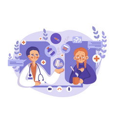 Cartoon female physician consulting anonymous Vector Image