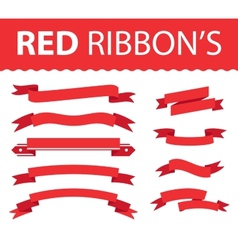 Red retro style ribbons tags and emblems Vector Image