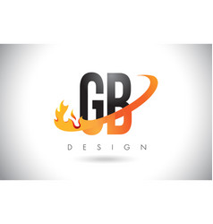 Gb g b letter logo design with swoosh and black Vector Image