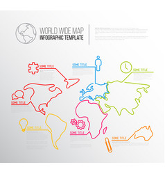 Light world map with pointer marks Royalty Free Vector Image