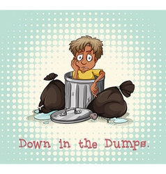 Idiom down in the dumps Royalty Free Vector Image
