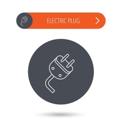 Electric plug with power connector linear icon Vector Image