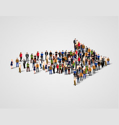 Large group people crowded in arrow symbol way Vector Image