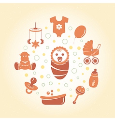 Baby icons round card Royalty Free Vector Image