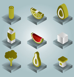 Fast food color gradient isometric icons Vector Image