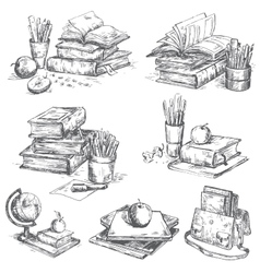Hand drawn vintage books sketch book piles Vector Image