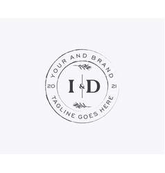 Initial id letters floral frames botanical Vector Image