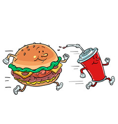 Sad fast food characters fries cola burger Vector Image