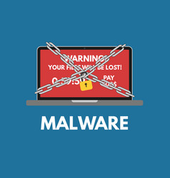 Malware cyber attack red alert notification and Vector Image