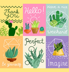 Cacti realistic posters set Royalty Free Vector Image