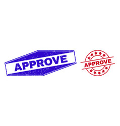 Approve grunged stamp seals in circle and Vector Image