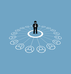 Businessman with many contacts and strong Vector Image