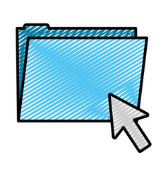 Doodle folder file with arrow cursor mouse Vector Image