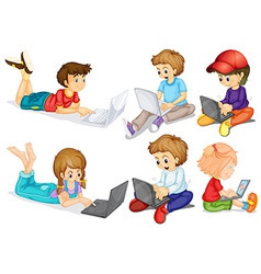 Kid and computer Royalty Free Vector Image - VectorStock