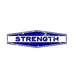 Grunge blue strength word hexagon rubber seal Vector Image