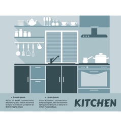 Modern kitchen interior in flat style Royalty Free Vector