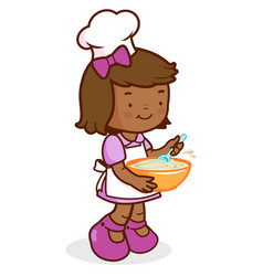 Little girl chef cooking Royalty Free Vector Image