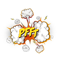 Pfft text on comic cloud explosion isolated Vector Image