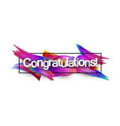 Congratulations paper banner with colorful brush Vector Image