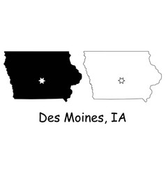 Des moines iowa ia state border usa map Royalty Free Vector