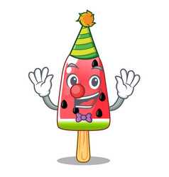 Clown ice cream watermelon on shape mascot Vector Image