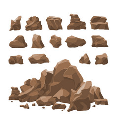 Set of rocks isolated on white Royalty Free Vector Image