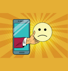 Sadness resentment emoji emoticons in smartphone Vector Image