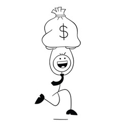 Stickman businessman character carrying a sack Vector Image