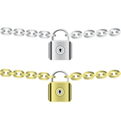 Golden chains locked by padlock in red design Vector Image