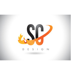 Sc s c letter logo with fire flames design and Vector Image