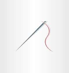 Sewing needle with red thread needle work Vector Image