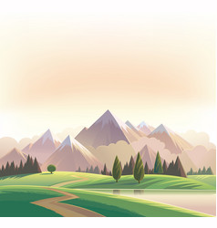 Abstract rural landscape with rising sun Vector Image